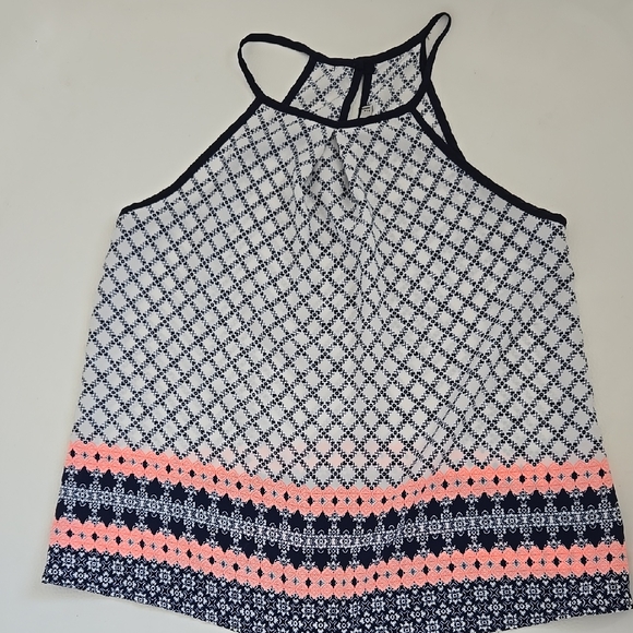 Papaya | Tops | Papaya Womens Sleeveless Patterned Top Navy White And ...